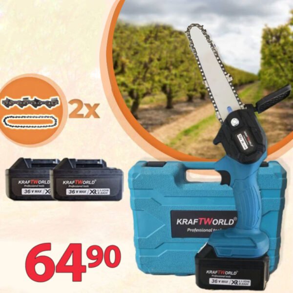 ΚΛΑΔΕΥΤΙΚΟ ΑΛΥΣΟΠΡΙΟΝΟ KRAFTROYAL 15cm, 36V, 8Ah + 2 ΜΠΑΤΑΡΙΕΣ - Online Mag