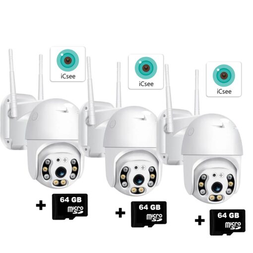 3 ΤΕΜ. ΑΣΥΡΜΑΤΗ ΚΑΜΕΡΑ Dome 5MP ICSEE + 3Χ ΚΑΡΤΑ ΜΝΗΜΗΣ 64GB - Online Mag