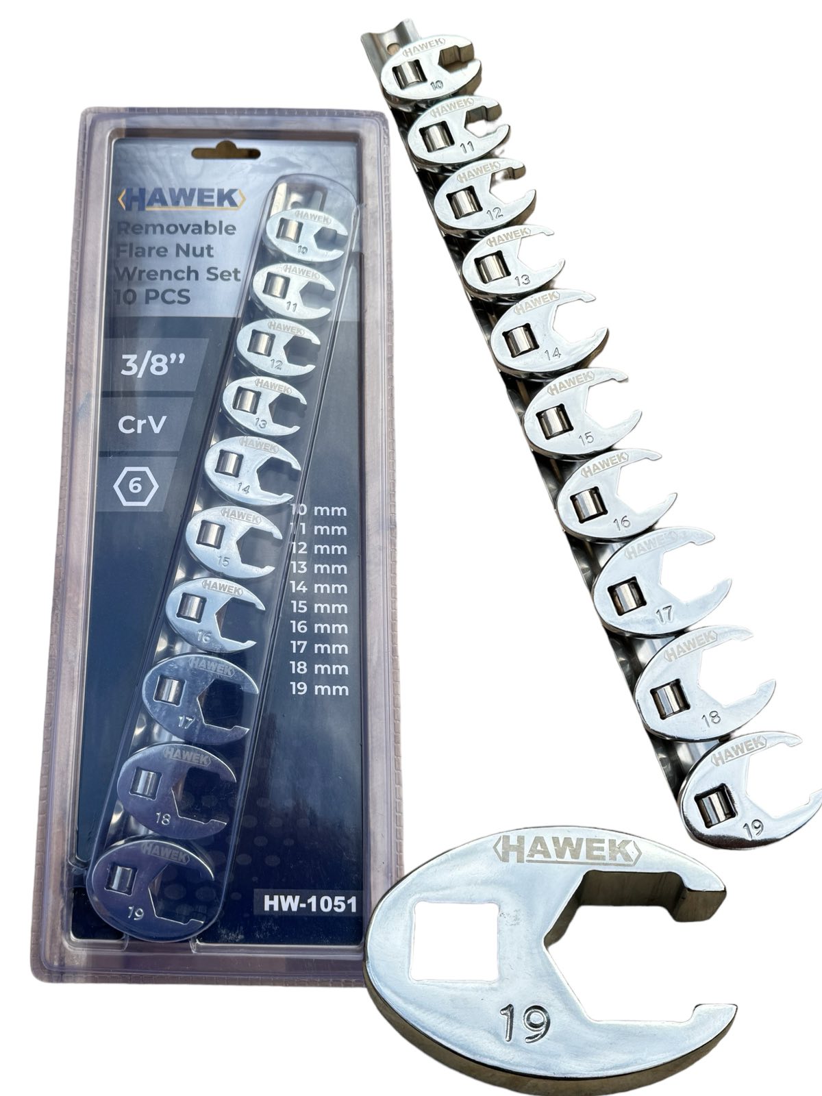 ΓΕΡΜΑΝΙΚΑ ΚΛΕΙΔΙΑ ΣΕΤ 3/8 ΤΥΠΟΥ Crowfoot 10 TEM. - HAWEK - Online Mag